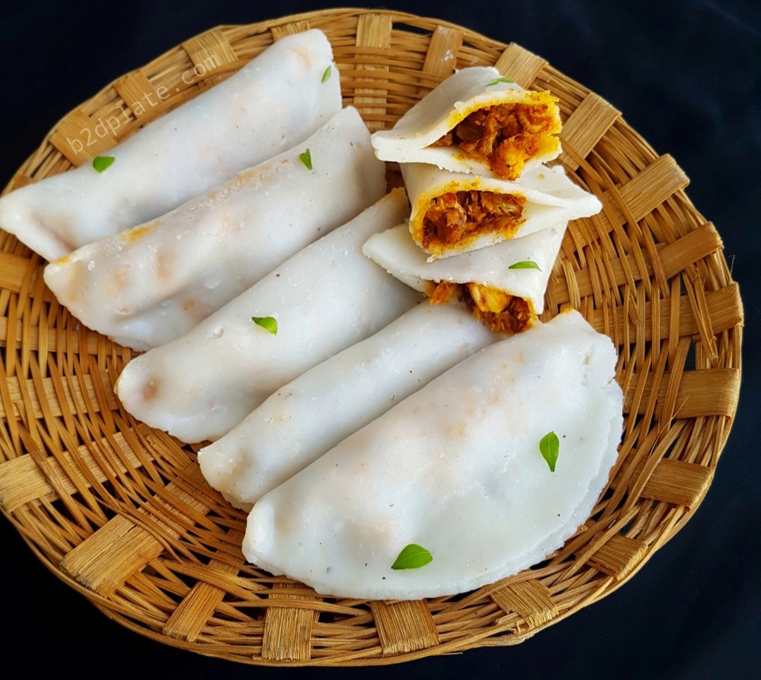 Meen Ada/ Steamed Rice Pancake with fish masala filling – B2D Plate